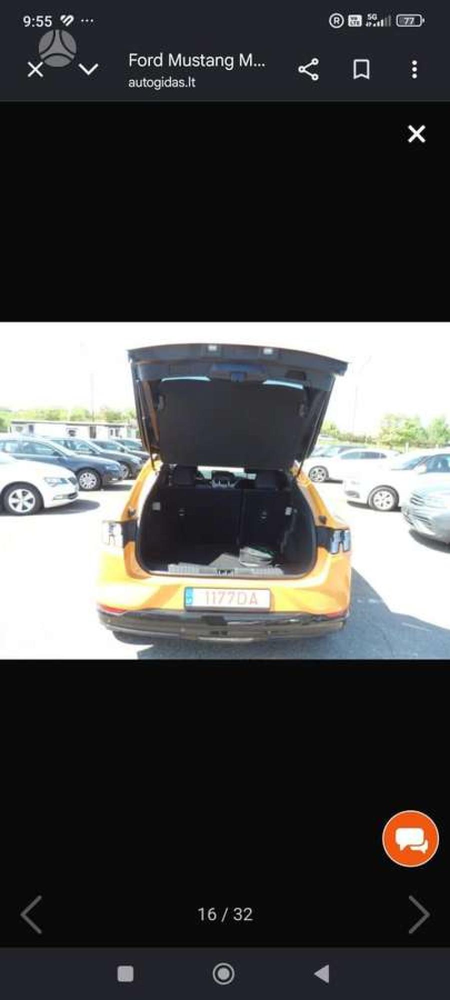 Dzeltens Ford Mustang Mach-E 2023 Klaipėda, ar dzinēja tilpumu 0.00 L un nobraukumu 23 tūkst. km par 31500 €, foto 17 vietnē AUTOMOTO.COM.LV