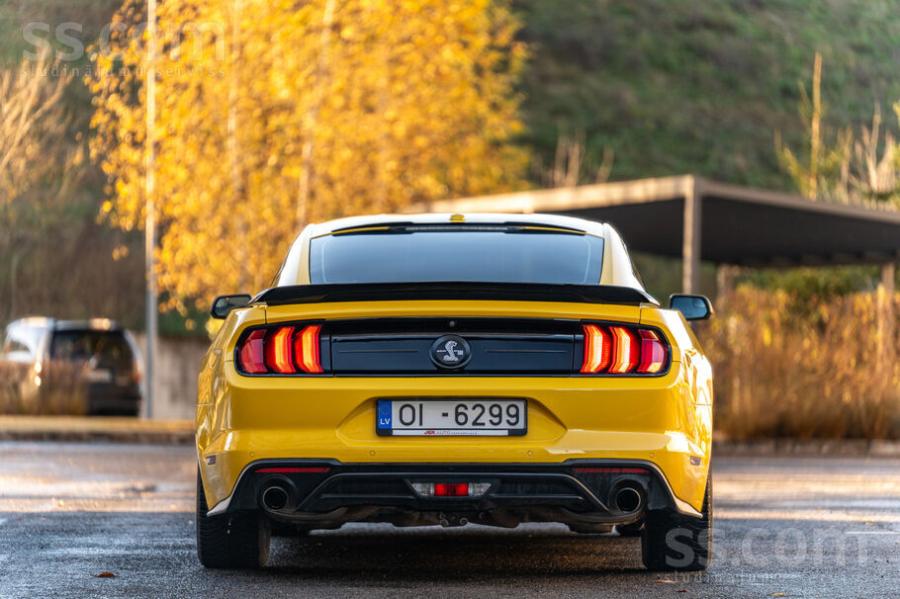 Yellow Ford Mustang 2018 in Riga, with an engine capacity of 2.30 L and mileage of 180 thousand km for 19200 €, photo 7 on AUTOMOTO.COM.LV