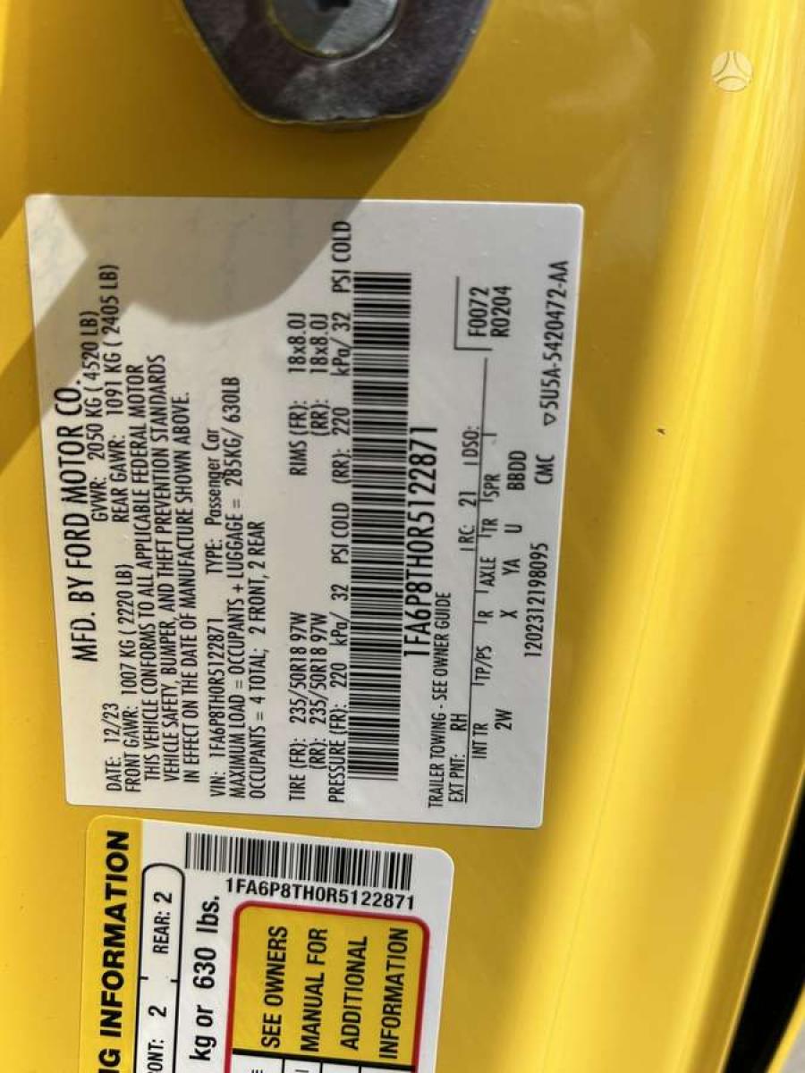Dzeltens Ford Mustang 2024 Šauļi, ar dzinēja tilpumu 2.30 L un nobraukumu 37 tūkst. km par 39930 €, foto 20 vietnē AUTOMOTO.COM.LV