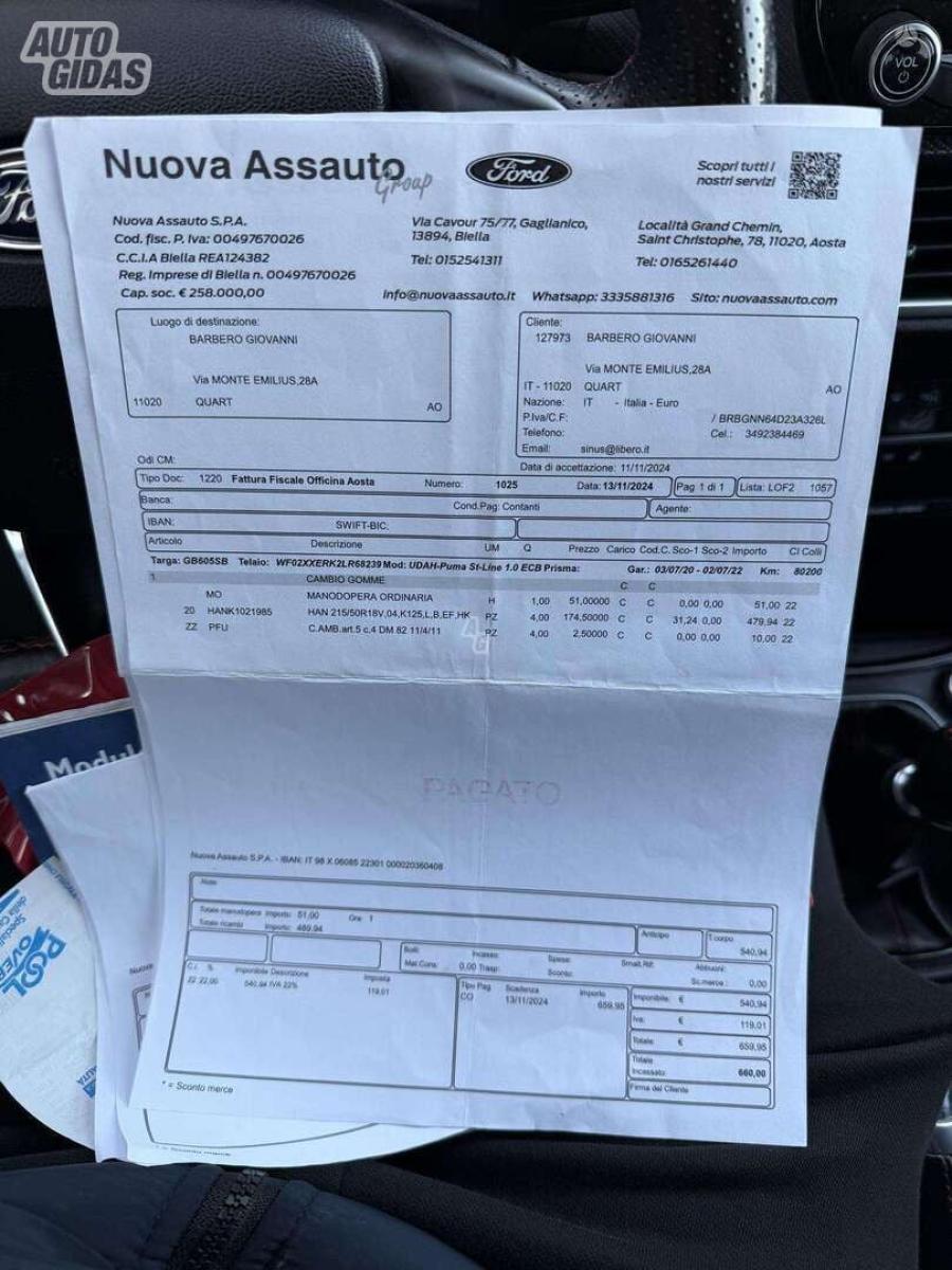 Grey Ford Puma 2020 in Vilnius, with an engine capacity of 1.00 L and mileage of 103 thousand km for 14950 €, photo 35 on AUTOMOTO.COM.LV