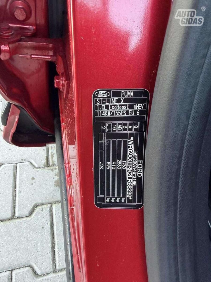 Red Ford Puma 2020 in Vilnius, with an engine capacity of 1.00 L and mileage of 103 thousand km for 12950 €, photo 21 on AUTOMOTO.COM.LV