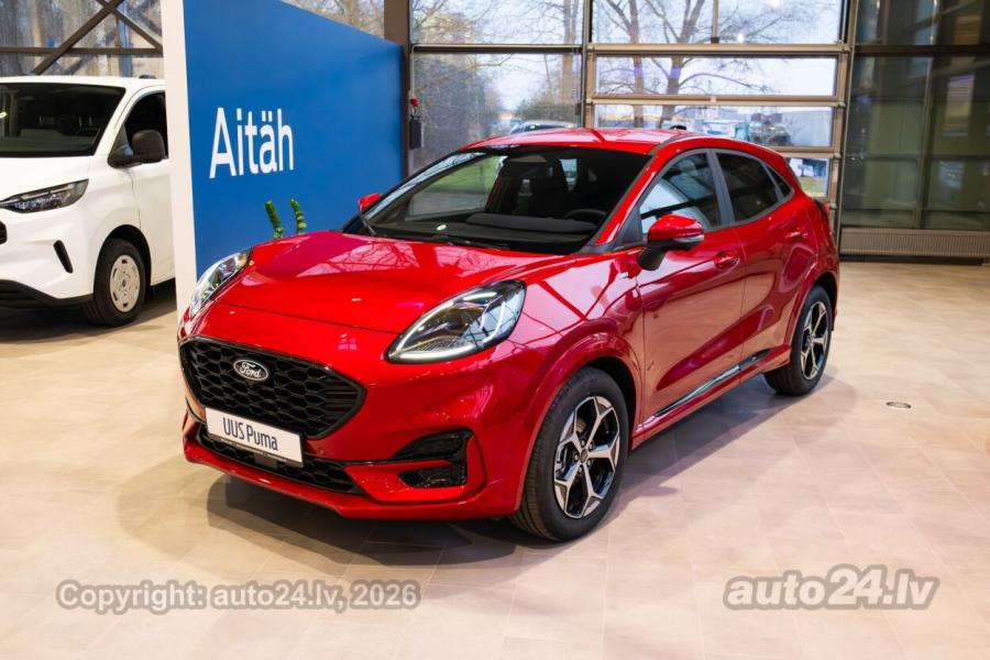 Red Ford Puma 2026 in Tartu, with an engine capacity of 1.00 L and mileage of 1 thousand km for 26696 €, photo 1 on AUTOMOTO.COM.LV