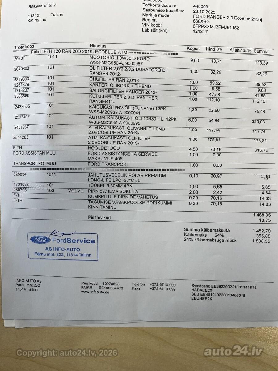 Белый Форд Рейнджер 2021 в Таллин, объемом двигателя 2.00 л и пробегом 130 тыс. км за 25900 €, фото 12 на AUTOMOTO.COM.LV