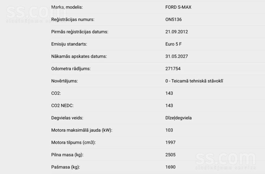 Melns Ford S-Max 2012 Rīga, ar dzinēja tilpumu 2.00 L un nobraukumu 0 tūkst. km par 4990 €, foto 27 vietnē AUTOMOTO.COM.LV