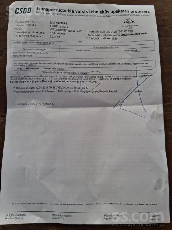 Zils Ford S-Max 2006 Rīga, ar dzinēja tilpumu 2.00 L un nobraukumu 354 tūkst. km par 3200 €, foto 10 vietnē AUTOMOTO.COM.LV