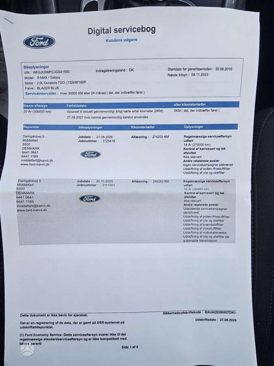 Blue Ford S-Max 2016 in Pakruojis, with an engine capacity of 2.00 L and mileage of 276 thousand km for 6200 €, photo 14 on AUTOMOTO.COM.LV
