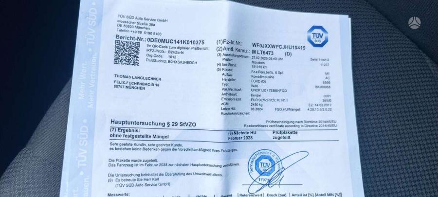 Синий Форд С-Макс 2017 в Утена, объемом двигателя 1.50 л и пробегом 186 тыс. км за 8990 €, фото 26 на AUTOMOTO.COM.LV