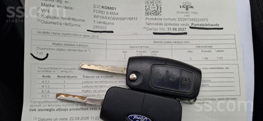 Grey Ford S-Max 2006 in Daugavpils, with an engine capacity of 1.80 L and mileage of 290 thousand km for 1950 €, photo 10 on AUTOMOTO.COM.LV
