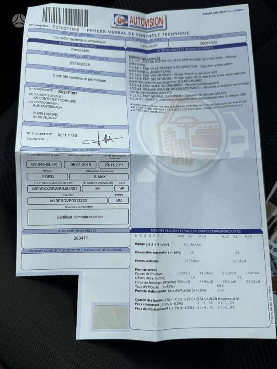 Pelēks Ford S-Max 2011 Tauragė, ar dzinēja tilpumu 2.00 L un nobraukumu 288 tūkst. km par 4399 €, foto 19 vietnē AUTOMOTO.COM.LV