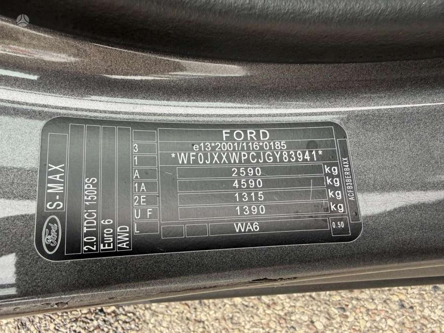 Grey Ford S-Max 2016 in Ukmerge, with an engine capacity of 2.00 L and mileage of 260 thousand km for 8850 €, photo 16 on AUTOMOTO.COM.LV