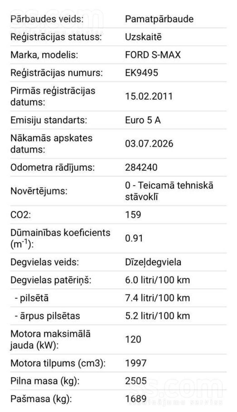 Белый Форд С-Макс 2011 в Даугавпилс, объемом двигателя 2.00 л и пробегом 293 тыс. км за 5100 €, фото 10 на AUTOMOTO.COM.LV