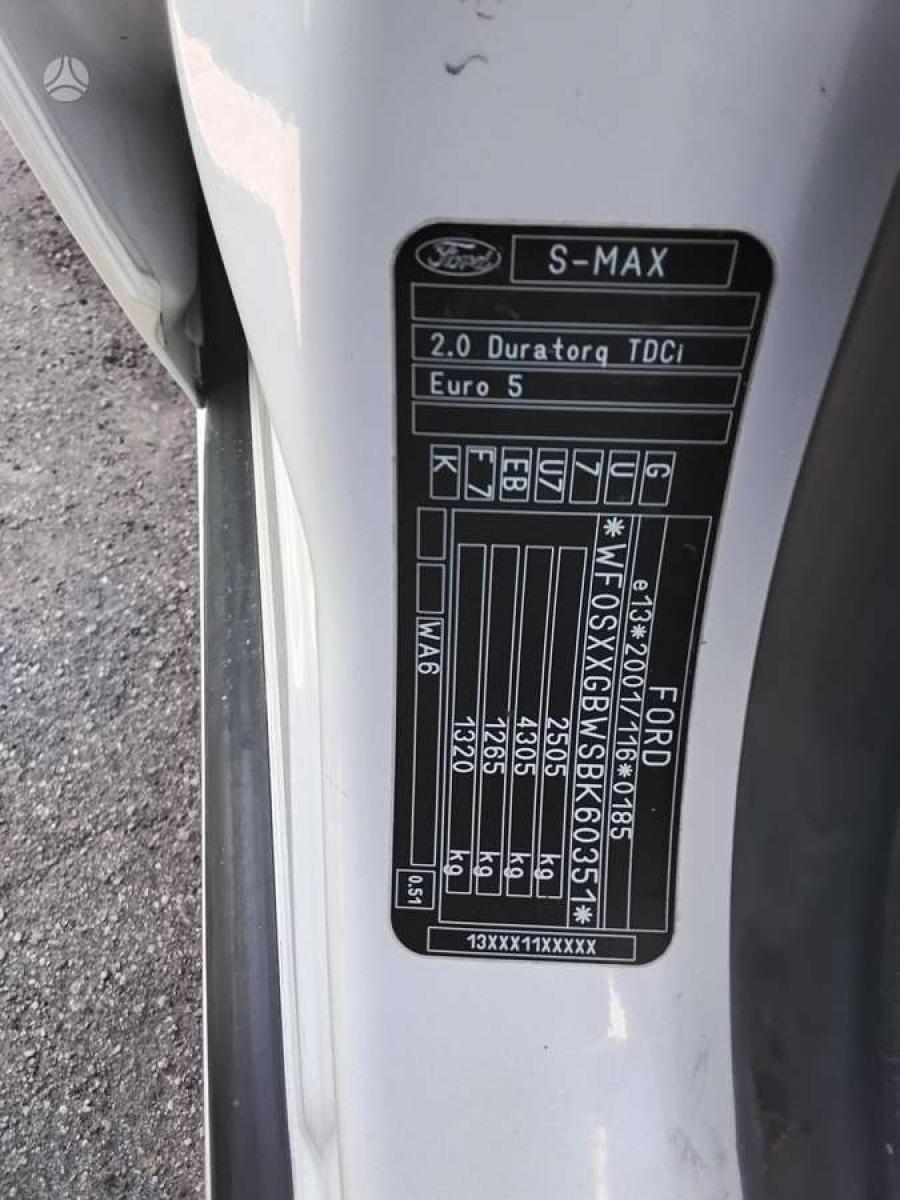 Balts Ford S-Max 2011 Šauļi, ar dzinēja tilpumu 2.00 L un nobraukumu 310 tūkst. km par 3900 €, foto 20 vietnē AUTOMOTO.COM.LV