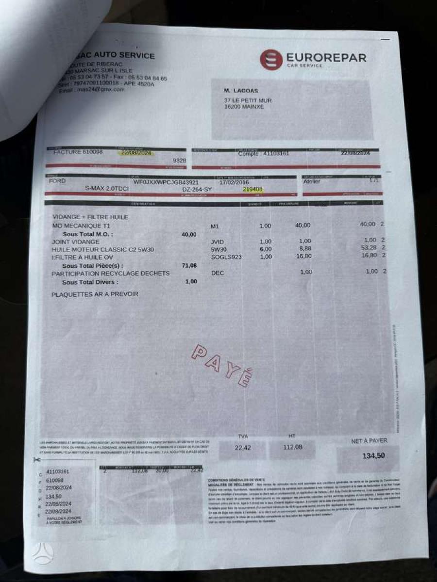 White Ford S-Max 2016 in Kaunas, with an engine capacity of 2.00 L and mileage of 253 thousand km for 6699 €, photo 24 on AUTOMOTO.COM.LV