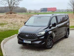 Black Ford Tourneo Custom 2024 in Klaipeda, with an engine capacity of 2.00 L and mileage of 121 thousand km for 40333 €, photo  on AUTOMOTO.COM.LV