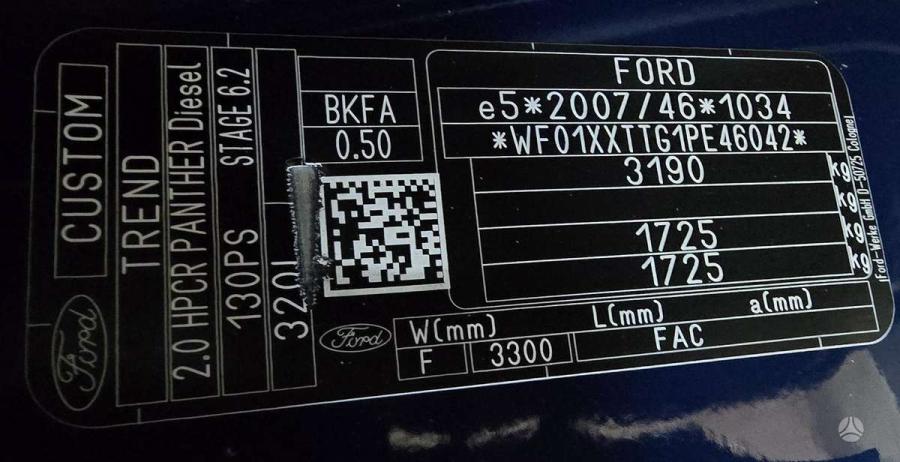 Zils Ford Transit Custom 2023 Šauļi, ar dzinēja tilpumu 2.00 L un nobraukumu 94 tūkst. km par 22990 €, foto 29 vietnē AUTOMOTO.COM.LV