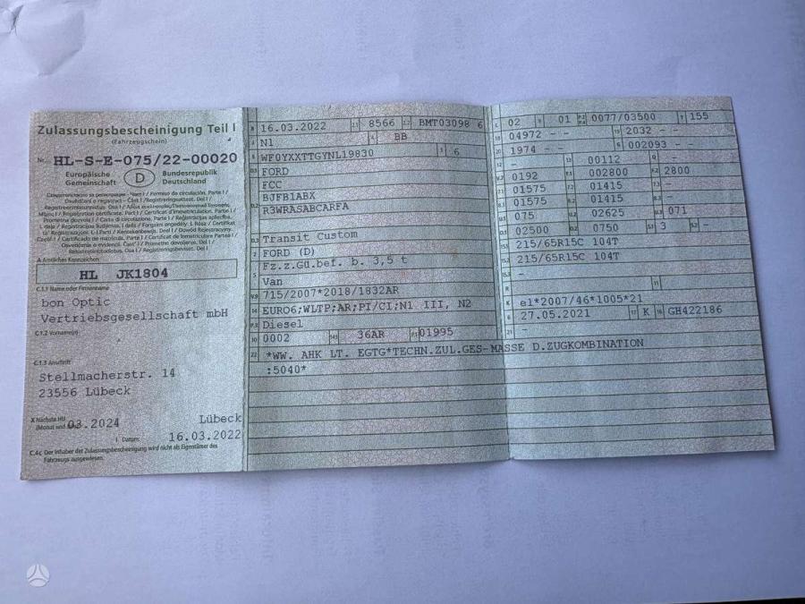 Серый Форд Транзит Кастом 2022 в Расейняй, объемом двигателя 2.00 л и пробегом 211 тыс. км за 13600 €, фото 11 на AUTOMOTO.COM.LV