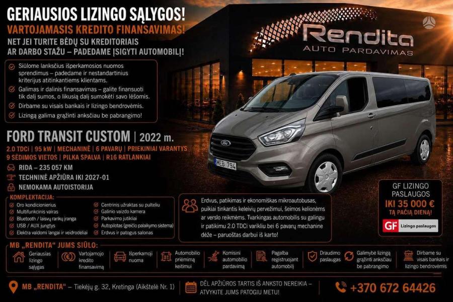 Pelēks Ford Transit Custom 2022 Kretinga, ar dzinēja tilpumu 2.00 L un nobraukumu 235 tūkst. km par 17999 €, foto 37 vietnē AUTOMOTO.COM.LV