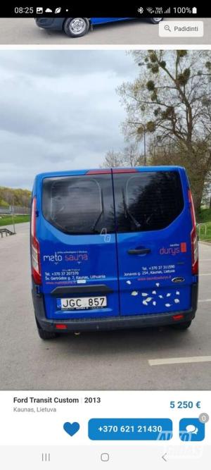 Ford Transit Custom 2013 Klaipėda, ar dzinēja tilpumu 2.20 L un nobraukumu 336 tūkst. km par 7250 €, foto 3 vietnē AUTOMOTO.COM.LV
