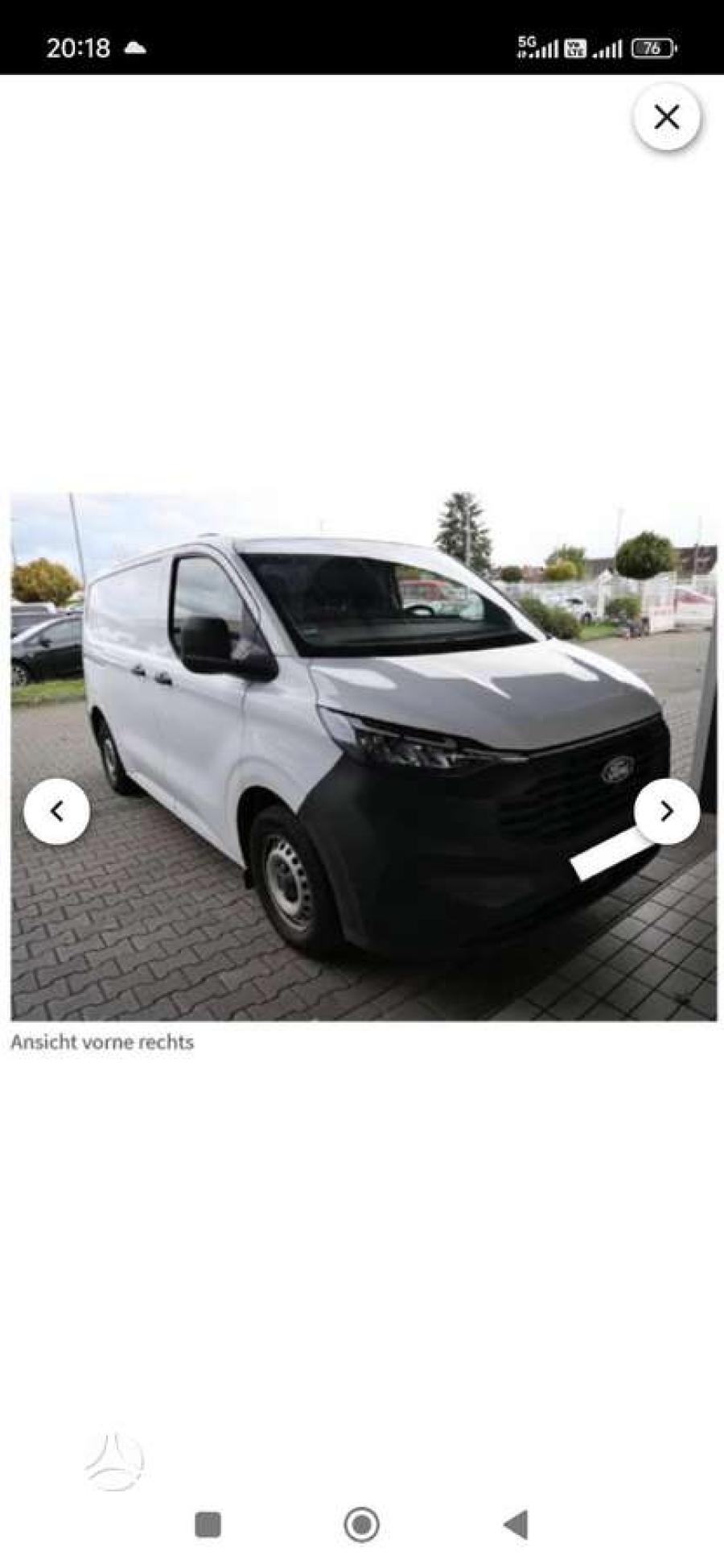 White Ford Transit Custom 2024 in Vilnius, with an engine capacity of 2.00 L and mileage of 17 thousand km for 17950 €, photo 13 on AUTOMOTO.COM.LV