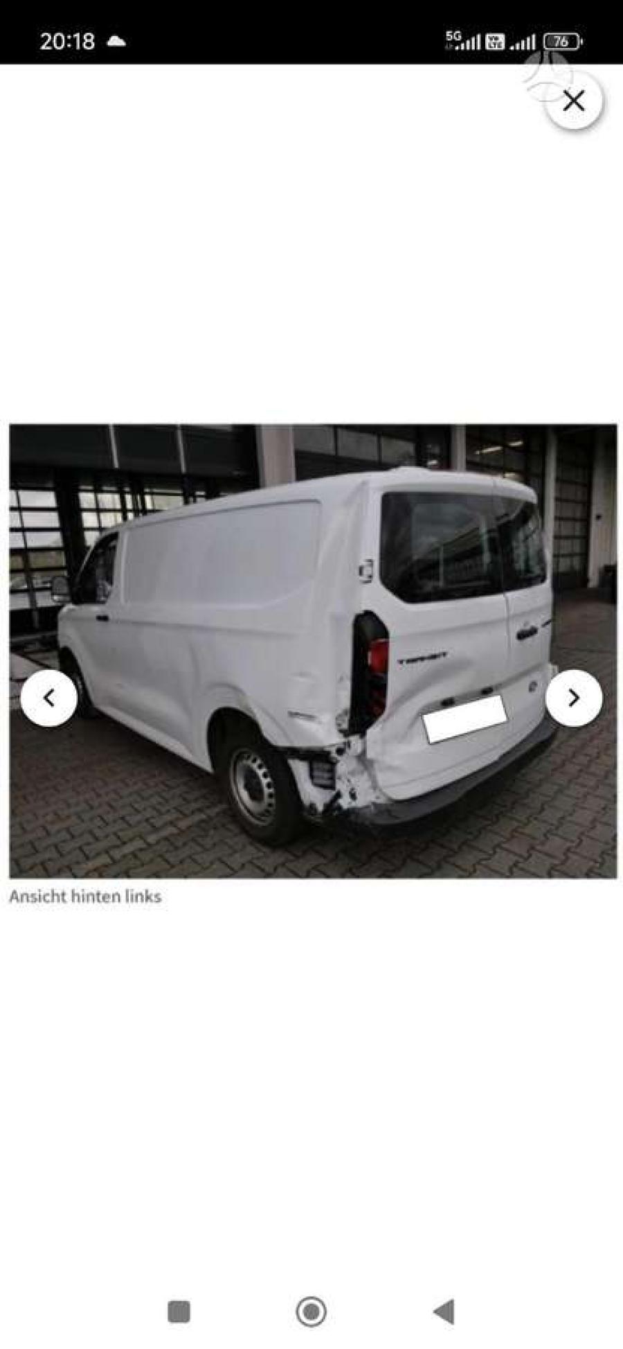 White Ford Transit Custom 2024 in Vilnius, with an engine capacity of 2.00 L and mileage of 17 thousand km for 17950 €, photo 15 on AUTOMOTO.COM.LV