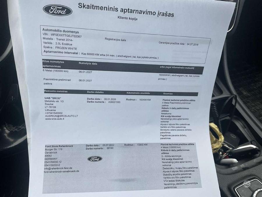 Balts Ford Transit 2018 Šauļi, ar dzinēja tilpumu 2.00 L un nobraukumu 100 tūkst. km par 13499 €, foto 2 vietnē AUTOMOTO.COM.LV