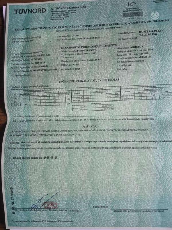 Белый Форд Транзит 2018 в Вильнюс, объемом двигателя 2.00 л и пробегом 217 тыс. км за 11500 €, фото 11 на AUTOMOTO.COM.LV
