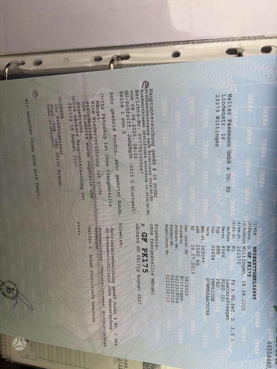 White Ford Transit 2019 in Marijampole, with an engine capacity of 2.00 L and mileage of 278 thousand km for 13900 €, photo 32 on AUTOMOTO.COM.LV