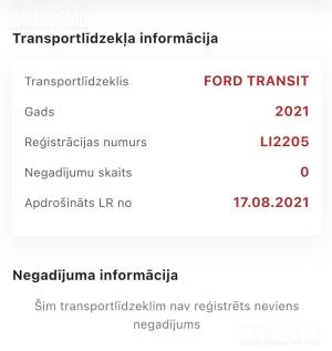 White Ford Transit 2021 in Riga, with an engine capacity of 2.00 L and mileage of 163 thousand km for 23000 €, photo 22 on AUTOMOTO.COM.LV