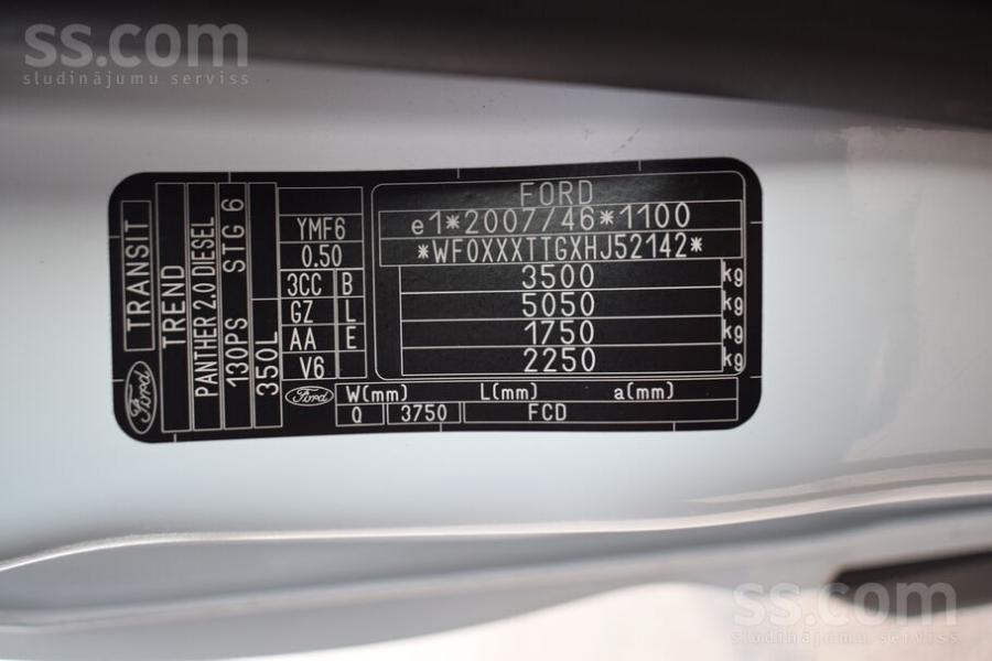 White Ford Transit 2017 in Riga, with an engine capacity of 2.00 L and mileage of 172 thousand km for 11500 €, photo 31 on AUTOMOTO.COM.LV