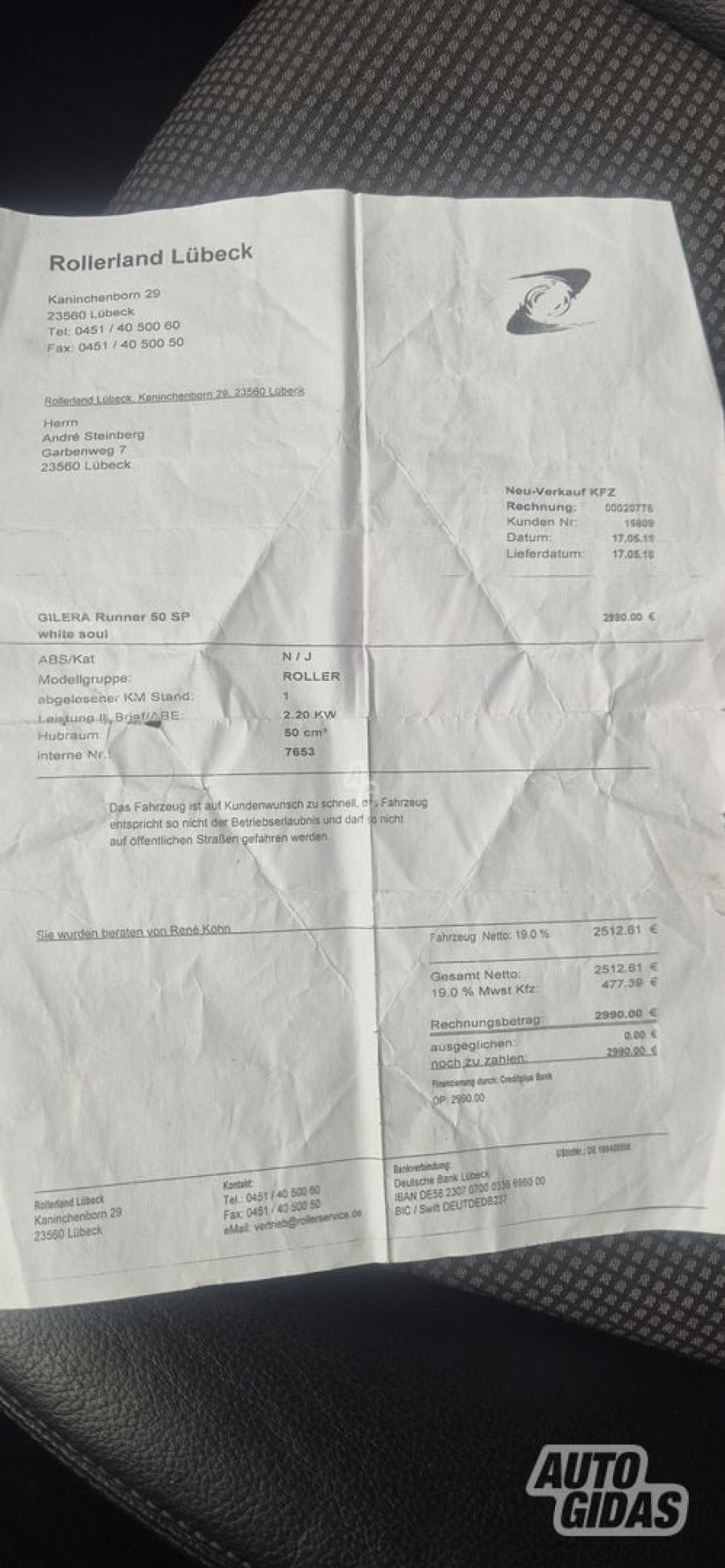 Pelēks Gilera Runner 2017 Jurbarkas, ar dzinēja tilpumu 0.05 L un nobraukumu 12 tūkst. km par 2100 €, foto 10 vietnē AUTOMOTO.COM.LV