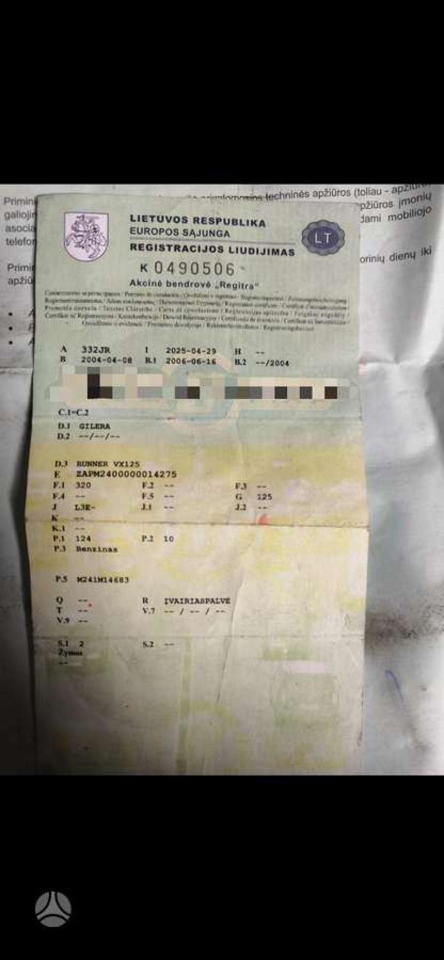 Gilera Runner 2004 Klaipėda, ar dzinēja tilpumu 0.13 L un nobraukumu 1 tūkst. km par 1100 €, foto 14 vietnē AUTOMOTO.COM.LV