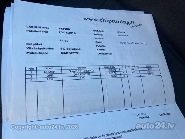 Черный Хонда Аккорд 2009 в Таллин, объемом двигателя 2.20 л и пробегом 394 тыс. км за 3500 €, фото 9 на AUTOMOTO.COM.LV