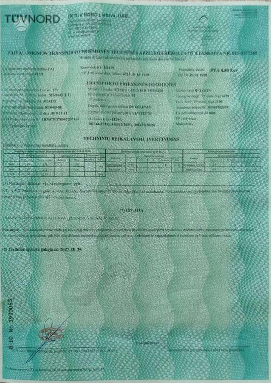 Синий Хонда Аккорд 2010 в Вильнюс, объемом двигателя 2.20 л и пробегом 440 тыс. км за 3800 €, фото 45 на AUTOMOTO.COM.LV