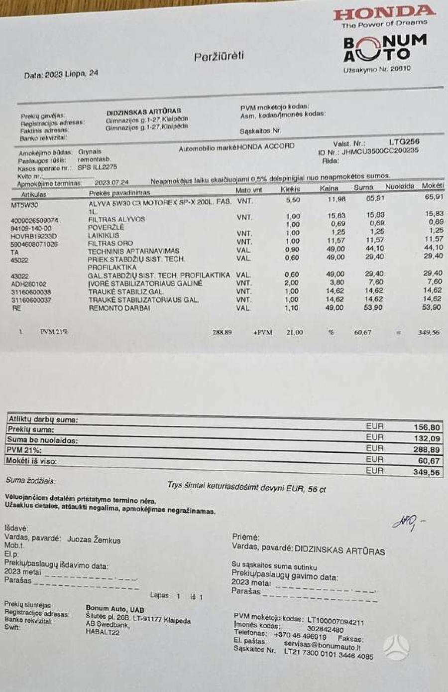 Белый Хонда Аккорд 2013 в Биржай, объемом двигателя 2.20 л и пробегом 291 тыс. км за 6500 €, фото 34 на AUTOMOTO.COM.LV
