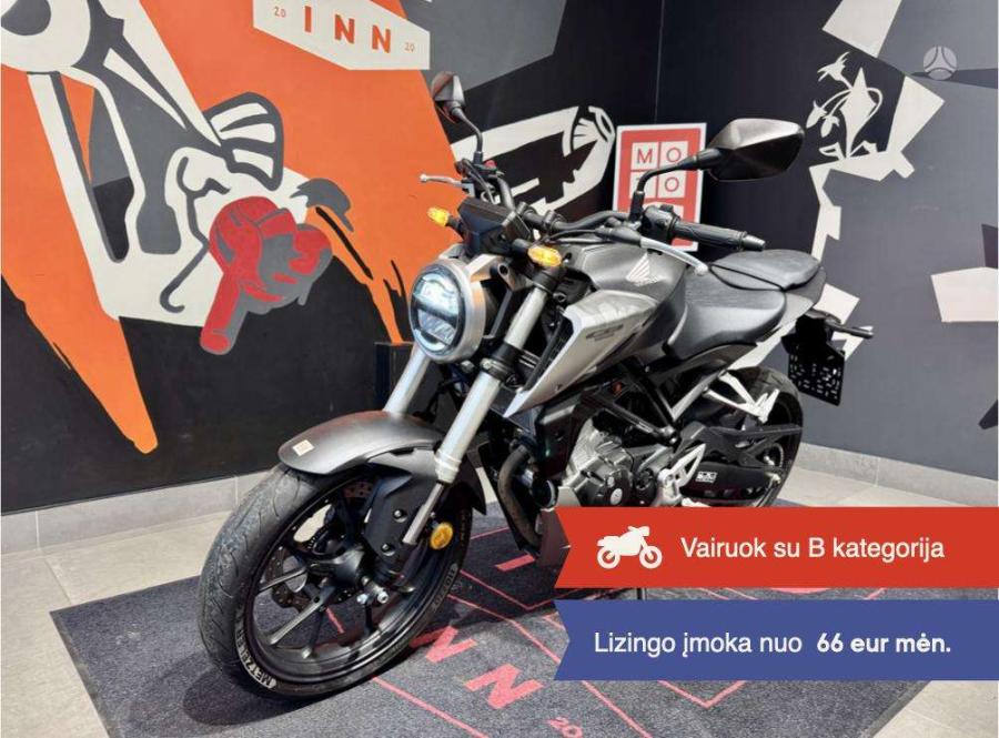 Melns Honda CB 2019 Viļņa, ar dzinēja tilpumu 0.13 L un nobraukumu 18 tūkst. km par 3199 €, foto 1 vietnē AUTOMOTO.COM.LV