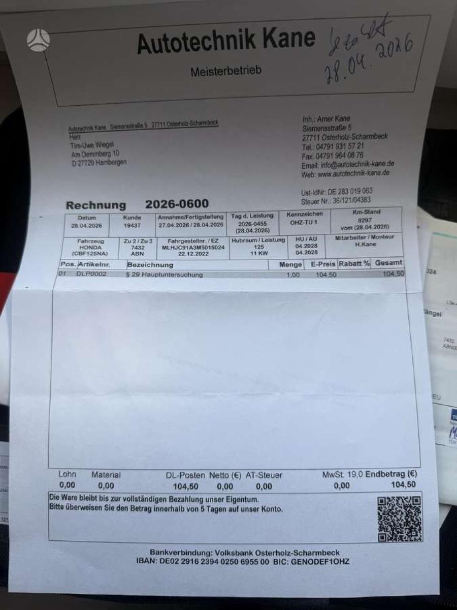 Honda CB 2023 Vilkaviškis, ar dzinēja tilpumu 0.13 L un nobraukumu 8 tūkst. km par 3650 €, foto 23 vietnē AUTOMOTO.COM.LV