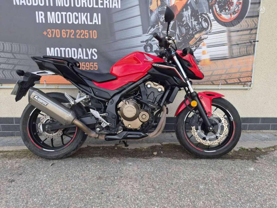 Red Honda CB 2017 in Panevezys, with an engine capacity of 0.50 L and mileage of 34 thousand km for 3350 €, photo 4 on AUTOMOTO.COM.LV