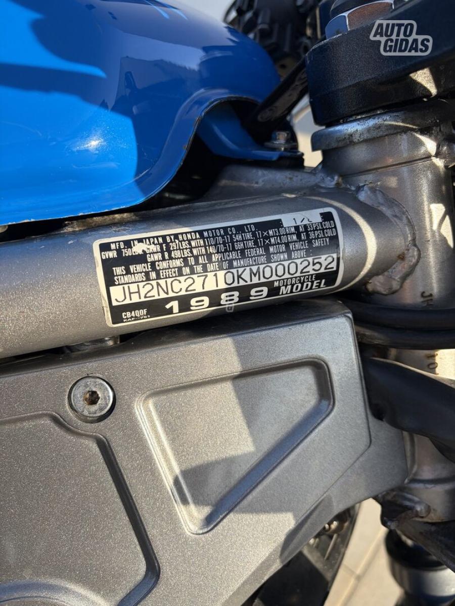 Zils Honda CBF 1989 Kauņa, ar dzinēja tilpumu 0.40 L un nobraukumu 55 tūkst. km par 1500 €, foto 11 vietnē AUTOMOTO.COM.LV
