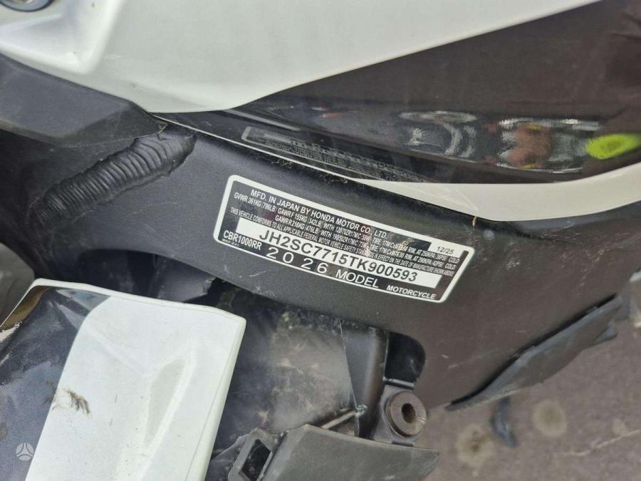 Хонда Cbr 2026 в Клайпеда, объемом двигателя 1.00 л и пробегом 1 тыс. км за 6800 €, фото 14 на AUTOMOTO.COM.LV