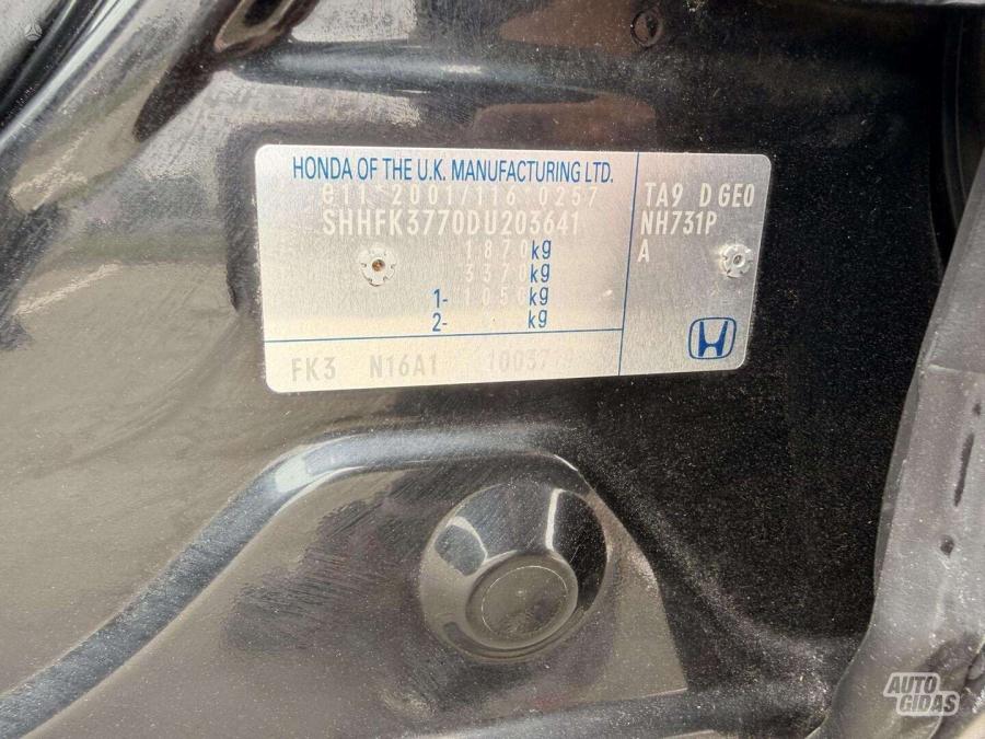 Black Honda Civic 2013 in Vilnius, with an engine capacity of 1.60 L and mileage of 104 thousand km for 6950 €, photo 13 on AUTOMOTO.COM.LV