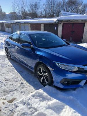 Blue Honda Civic 2018 in Anyksciai, with an engine capacity of 1.50 L and mileage of 109 thousand km for 16990 €, photo 2 on AUTOMOTO.COM.LV