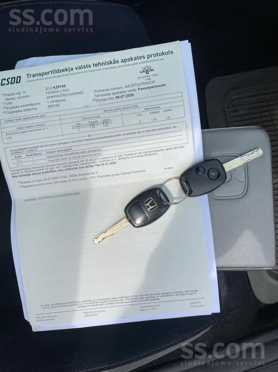Pelēks Honda Civic 2008 Rīga, ar dzinēja tilpumu 2.20 L un nobraukumu 309 tūkst. km par 890 €, foto 15 vietnē AUTOMOTO.COM.LV