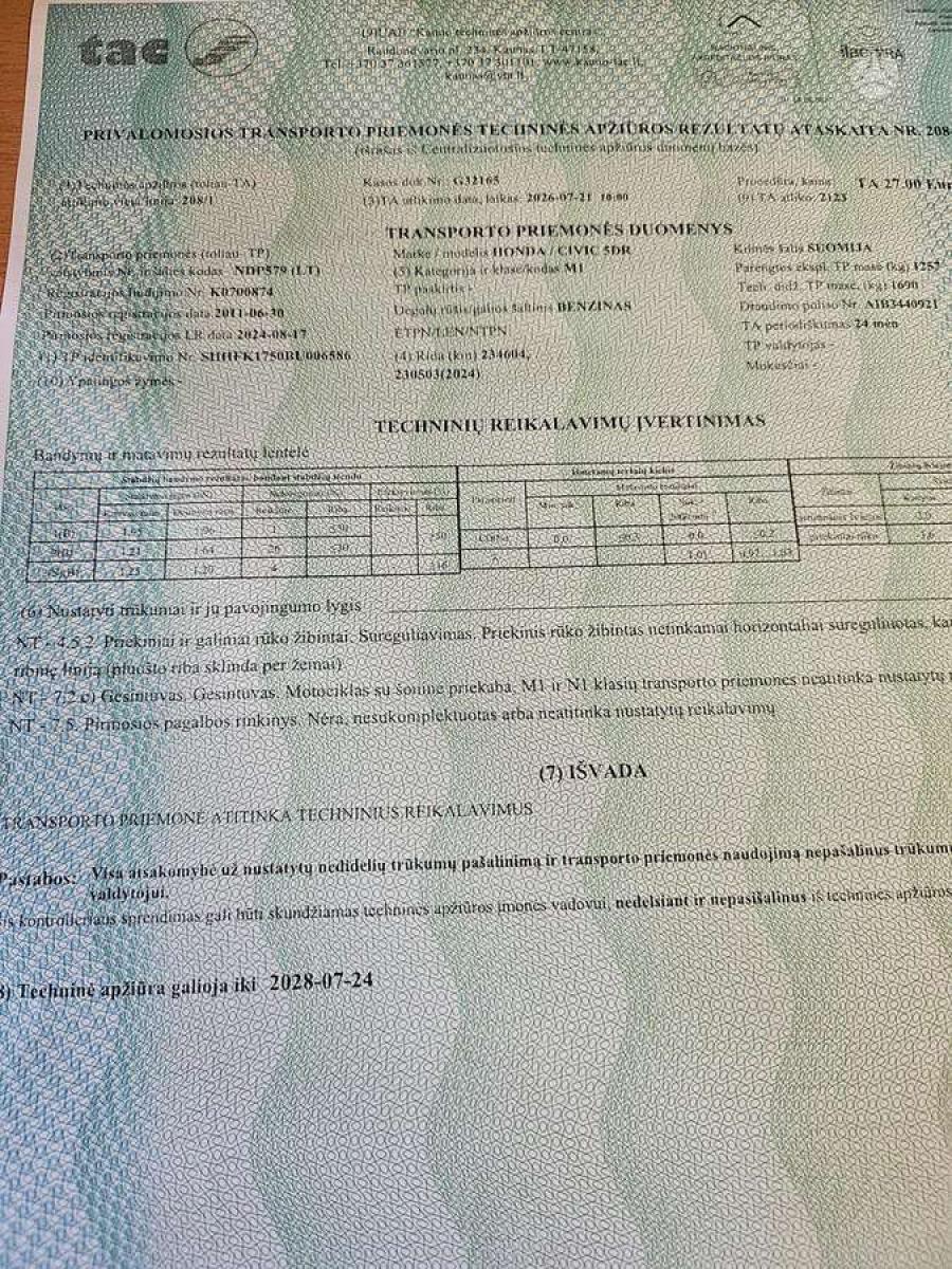 Серый Хонда Цивик 2011 в Каунас, объемом двигателя 1.33 л и пробегом 234 тыс. км за 3450 €, фото 14 на AUTOMOTO.COM.LV