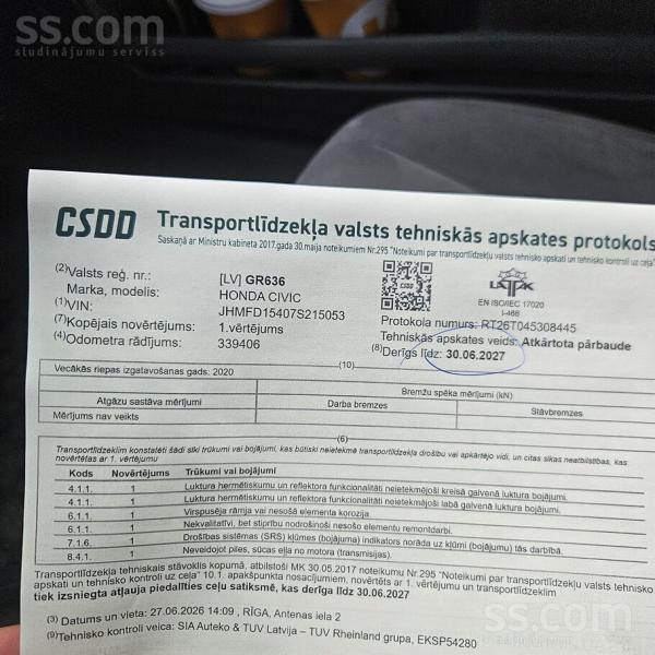 Pelēks Honda Civic 2007 Rīga, ar dzinēja tilpumu 1.80 L un nobraukumu 0 tūkst. km par 1300 €, foto 7 vietnē AUTOMOTO.COM.LV