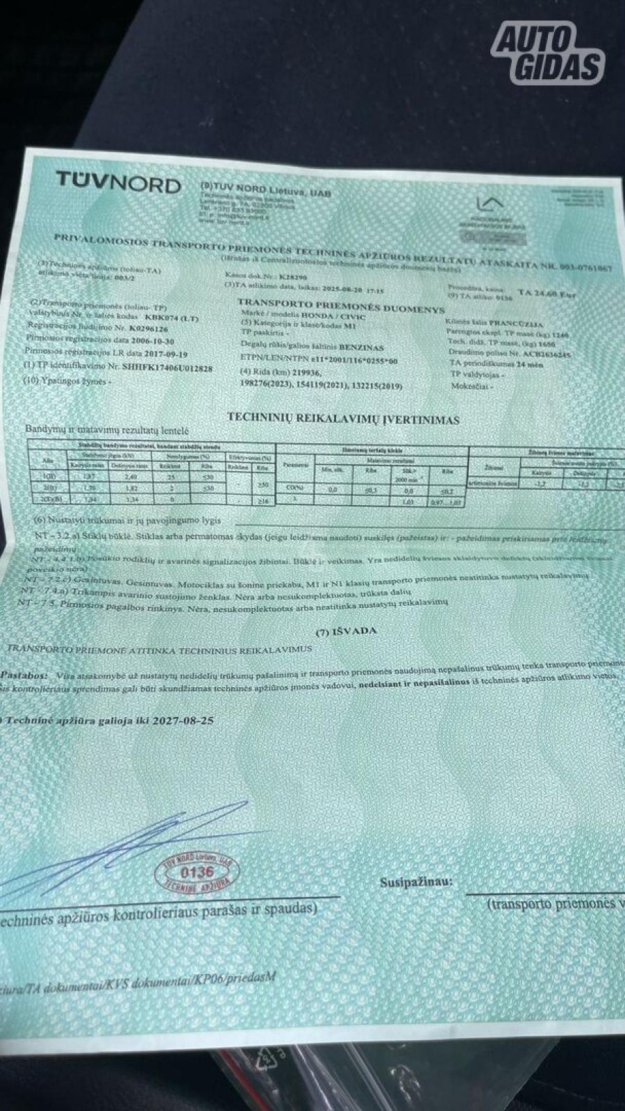Хонда Цивик 2006 в Вильнюс, объемом двигателя 1.30 л и пробегом 230 тыс. км за 800 €, фото 8 на AUTOMOTO.COM.LV