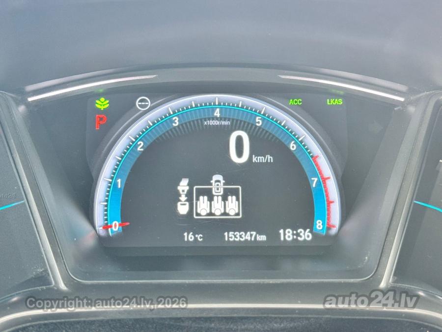 Red Honda Civic 2017 in Tartu, with an engine capacity of 1.50 L and mileage of 154 thousand km for 15000 €, photo 13 on AUTOMOTO.COM.LV