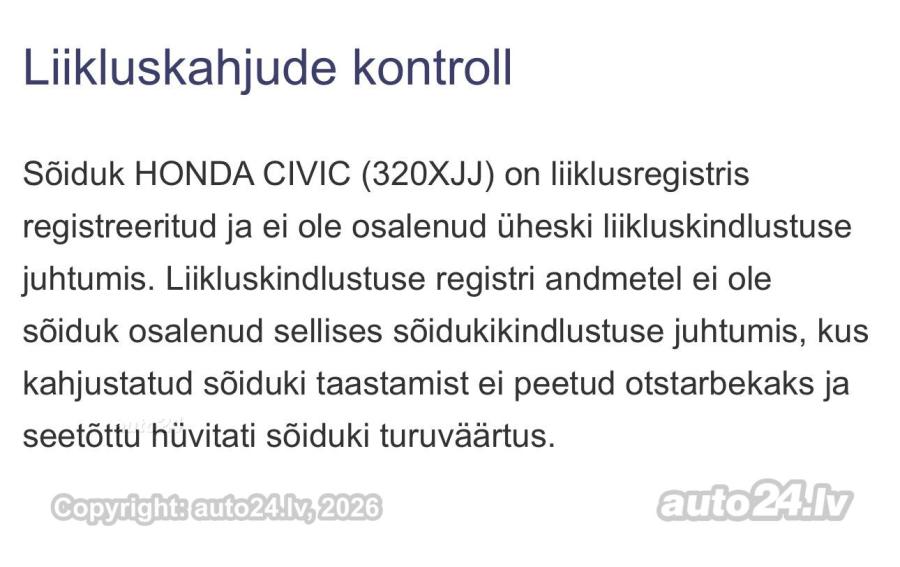 Хонда Цивик 2004 в Тарту, объемом двигателя 1.40 л и пробегом 306 тыс. км за 1299 €, фото 21 на AUTOMOTO.COM.LV