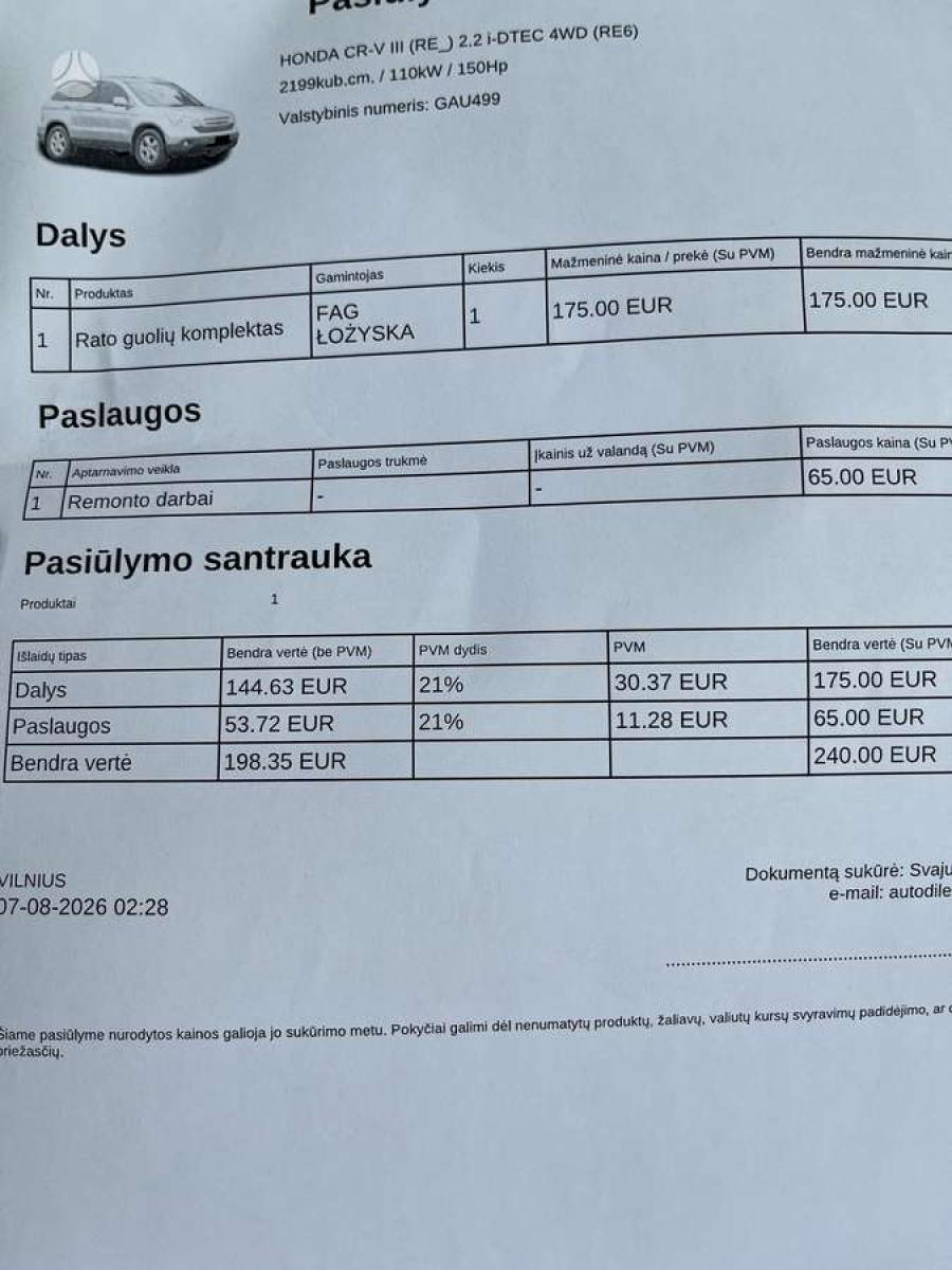 Melns Honda CR-V 2008 Viļņa, ar dzinēja tilpumu 2.20 L un nobraukumu 305 tūkst. km par 3950 €, foto 18 vietnē AUTOMOTO.COM.LV
