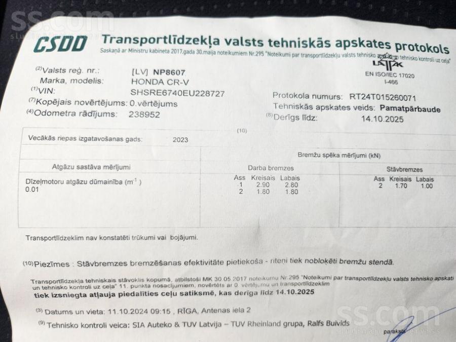 Хонда СРВ 2015 в Рига, объемом двигателя 1.60 л и пробегом 241 тыс. км за 8900 €, фото 14 на AUTOMOTO.COM.LV
