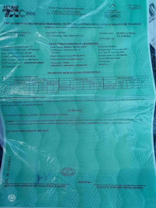 Серый Хонда СРВ 2005 в Вильнюс, объемом двигателя 2.20 л и пробегом 199 тыс. км за 4900 €, фото 6 на AUTOMOTO.COM.LV